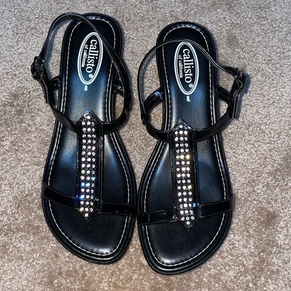 Callisto | Shoes | Callisto Neon Wedge Black Wedge Sandals With ...